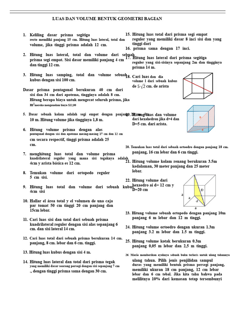 Luas Dan Volume Bentuk Geometri Bagian | PDF