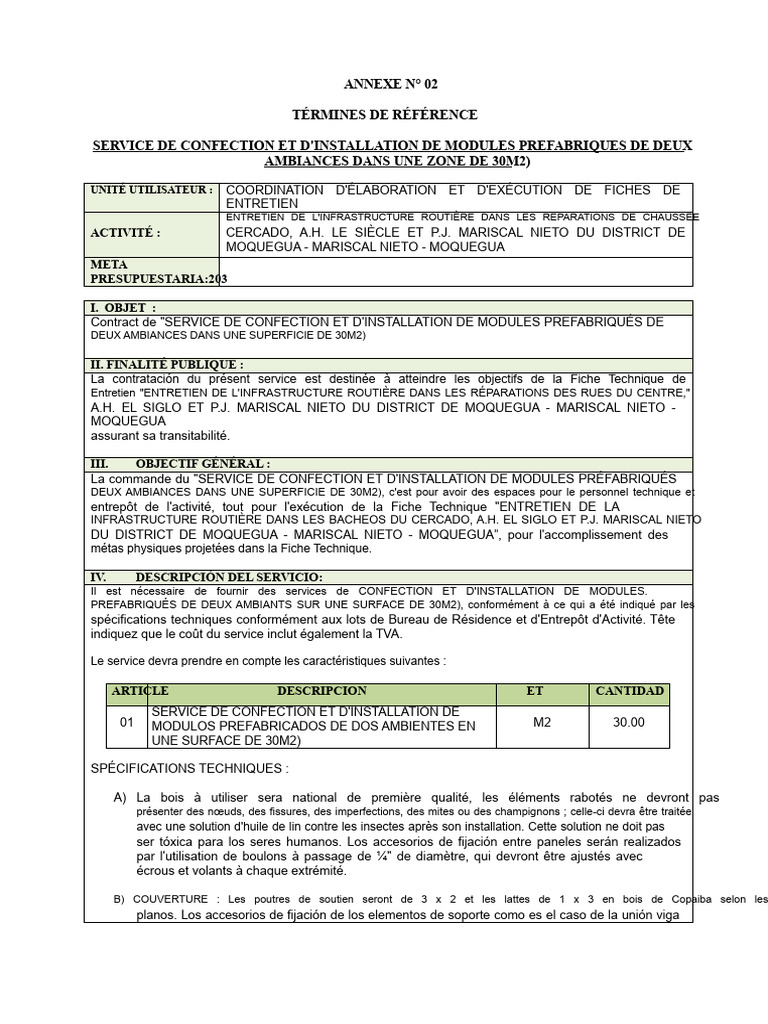 Tdr. Élaboration de Modules Préfabriqués Ok | PDF