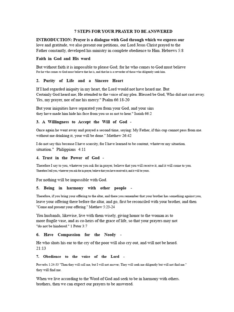 7 Steps For Your Prayer To Be Heard | PDF | Prayer | God