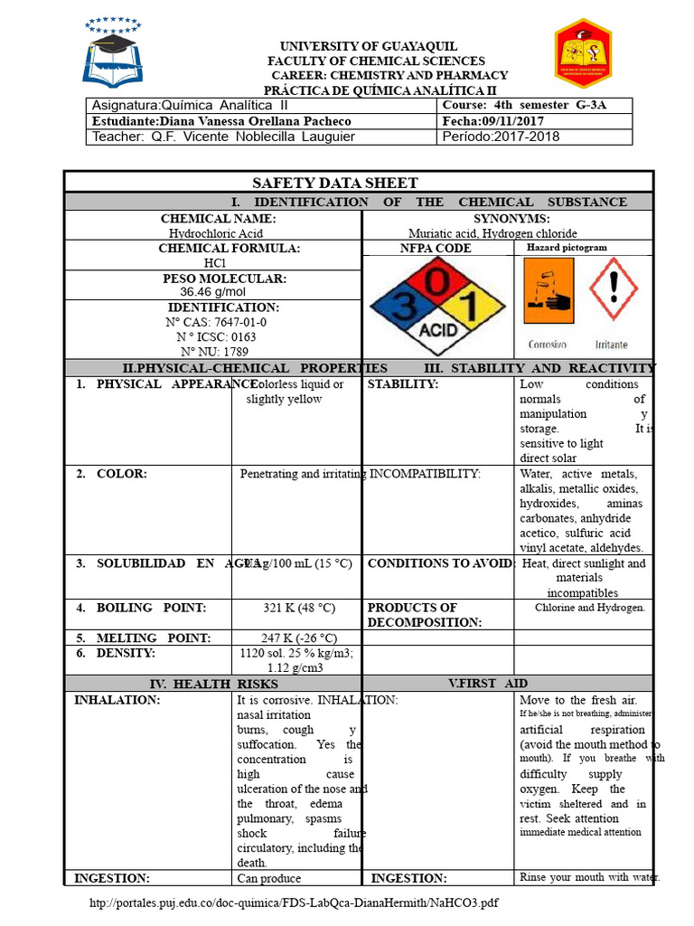 SAFETY DATA SHEET 1.docx | PDF | Hydrochloric Acid | Personal ...