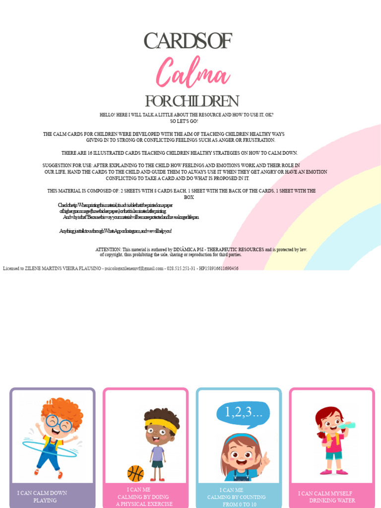 Calm Cards for Children's Emotions | PDF | Anger | Emotions