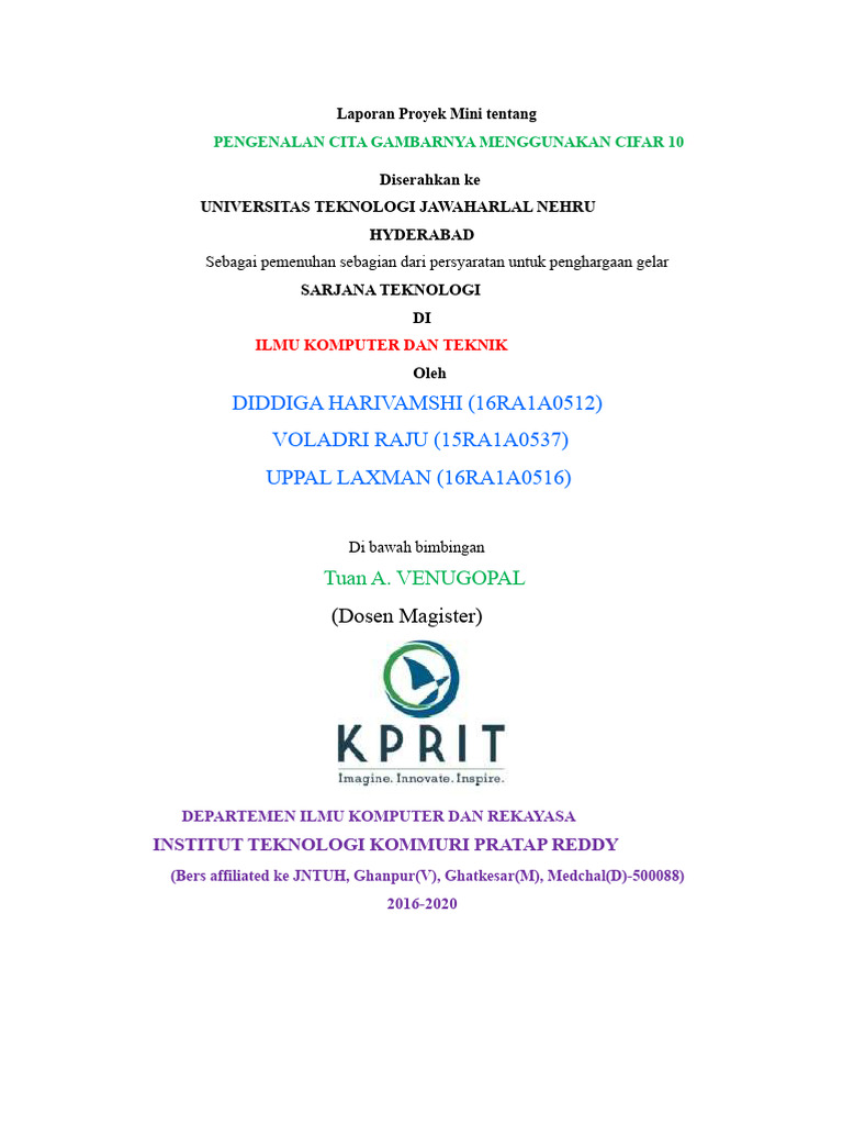 Pengenalan Gambar Menggunakan CIFAR 10 | PDF