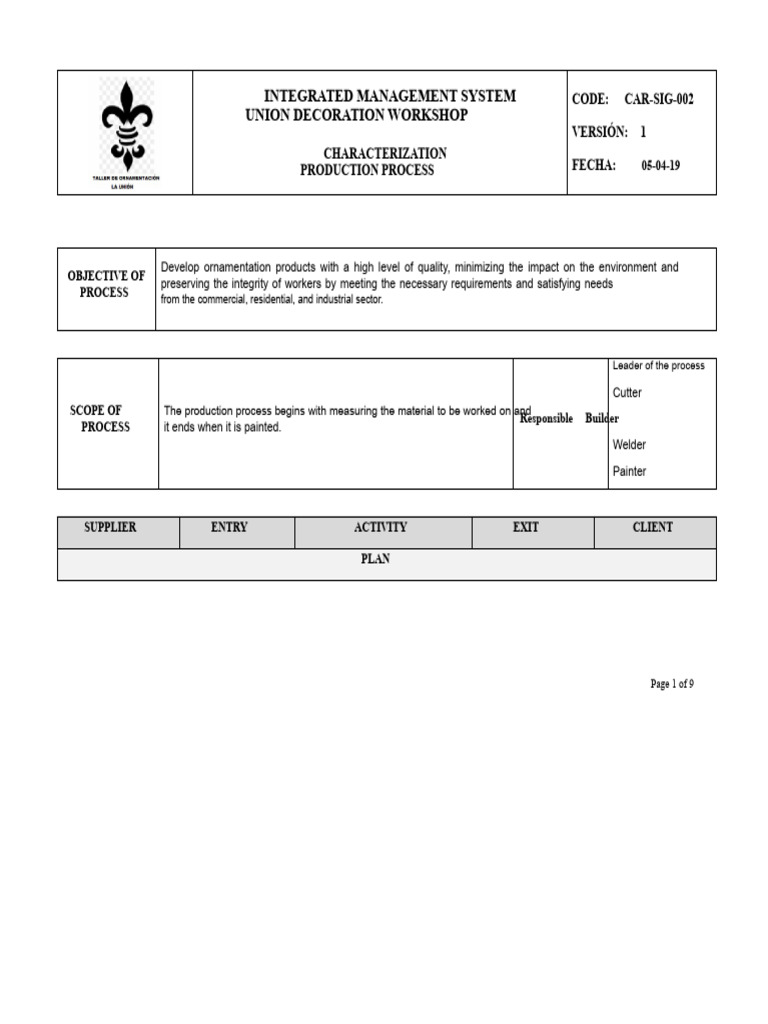 Characterization of The Production Process | PDF