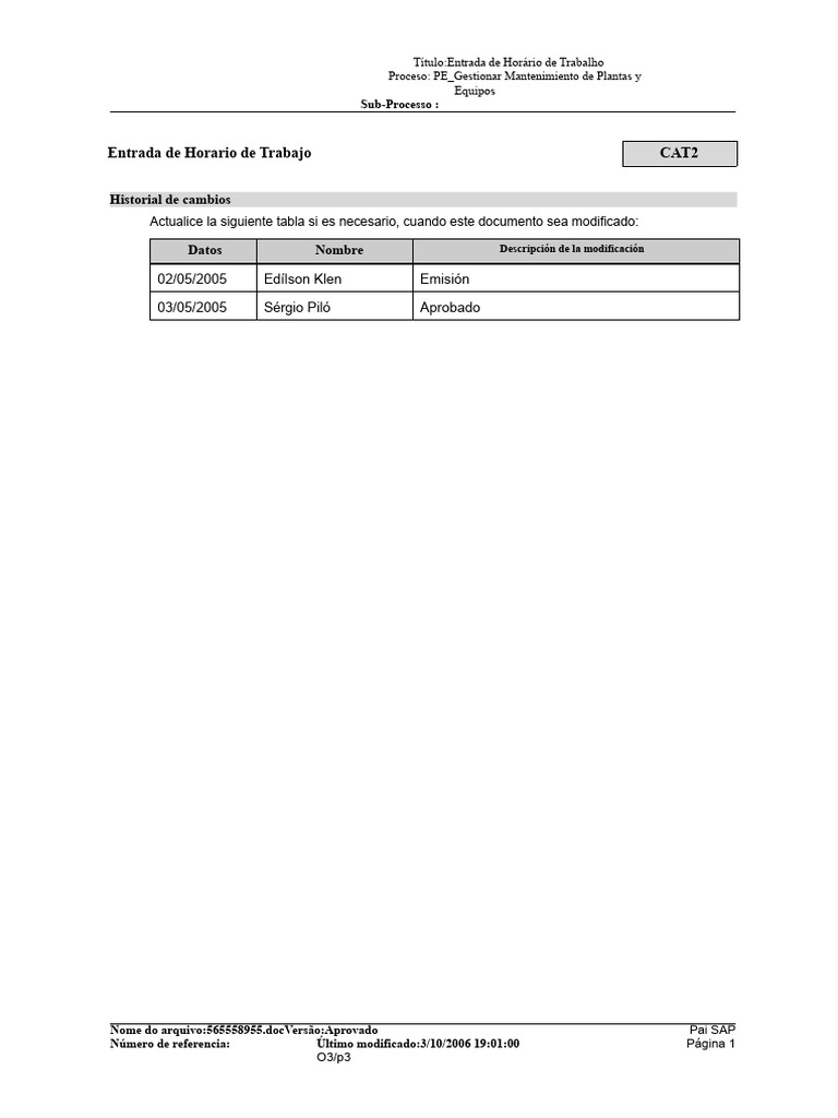 Ingreso de Horas de Trabajo en SAP CAT2 | PDF
