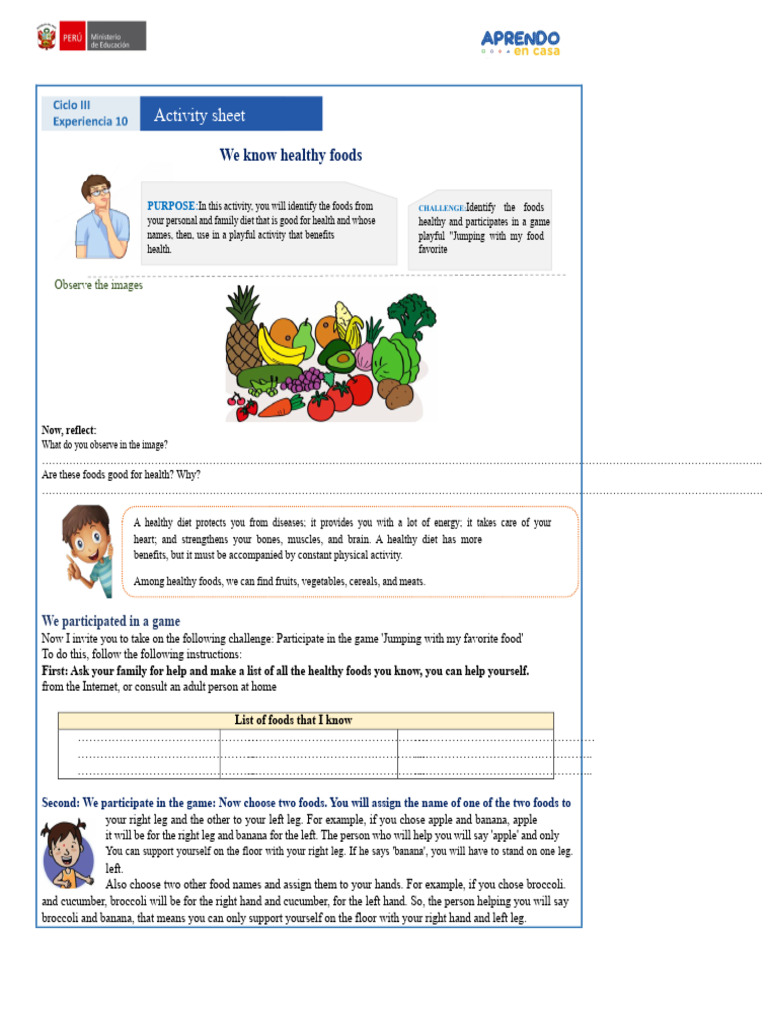Activity Sheet Student 15-11-21 | PDF | Foods