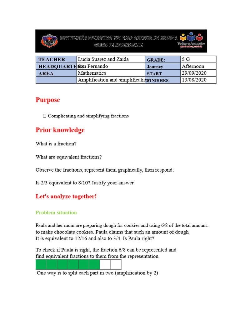 amplification and simplification | PDF | Division (Mathematics) | Mathematics