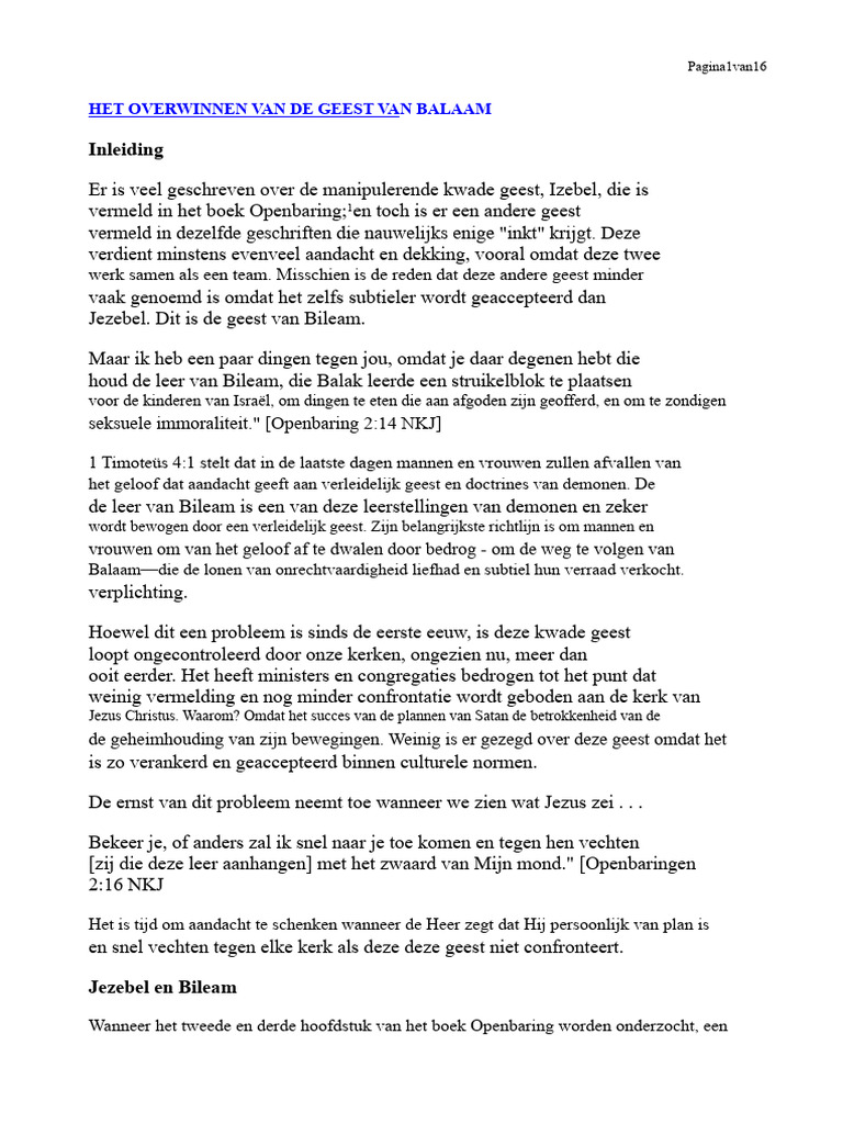 Het Overwinnen Van de Geest Van Bileam | PDF