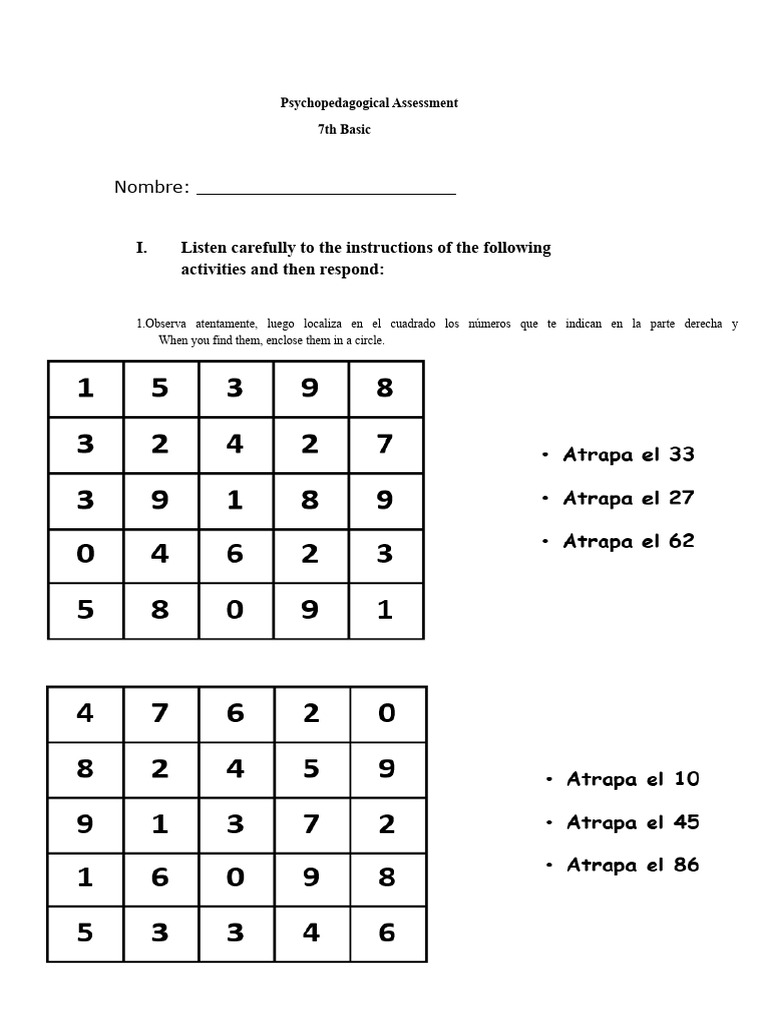 Seventh Grade Test | PDF