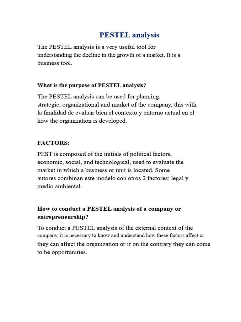 PESTEL Analysis. Word | PDF