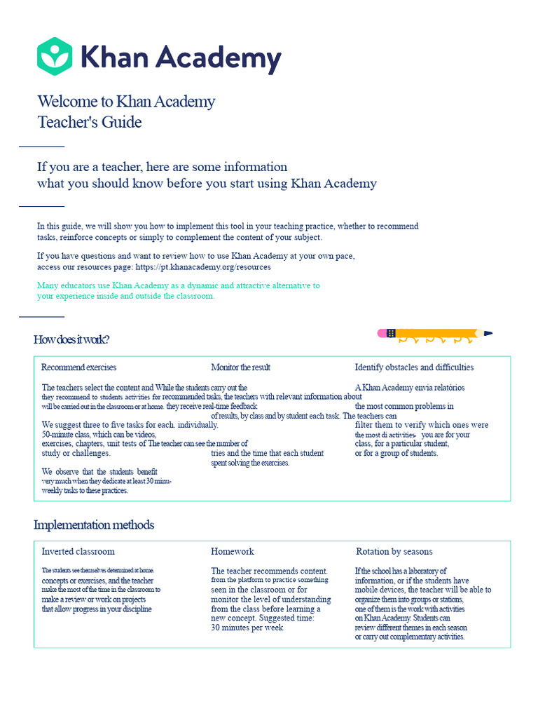 Khan Academy Teacher's Implementation Guide | PDF | Mathematics | Teachers