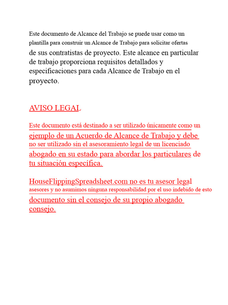 Documento de Alcance Del Trabajo | PDF | Pintar | Sótano