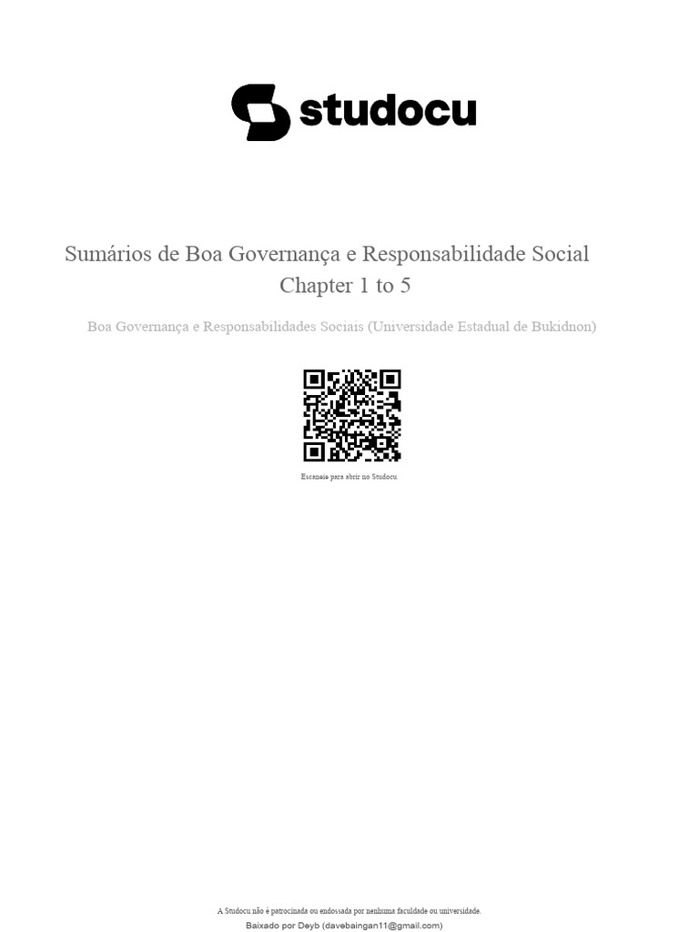 Sumários de Boa Governança e Responsabilidade | PDF | Governança ...