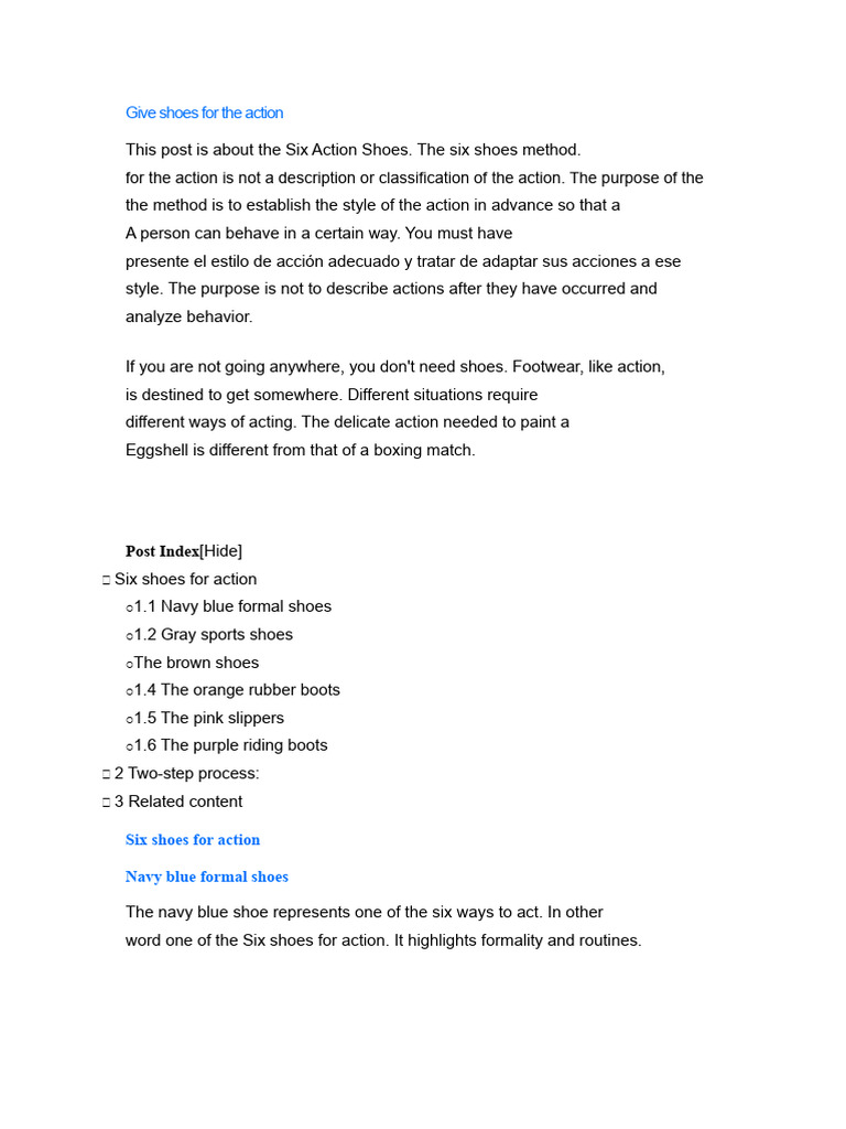 Six Shoes For Action | PDF | Shoe | Risk