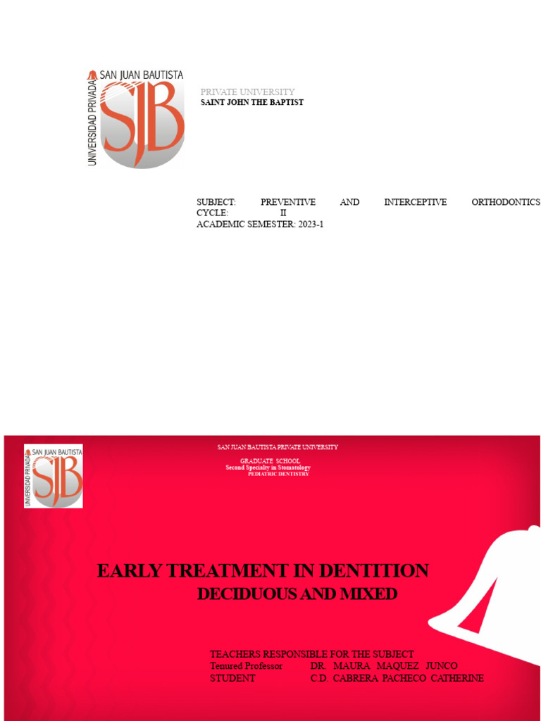 Early Treatment in Deciduous and Mixed Dentition | PDF | Orthodontics ...