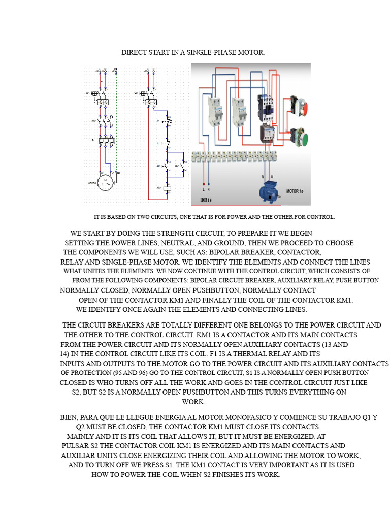 Direct Start in A Single-Phase Motor | PDF | Relay | Wire