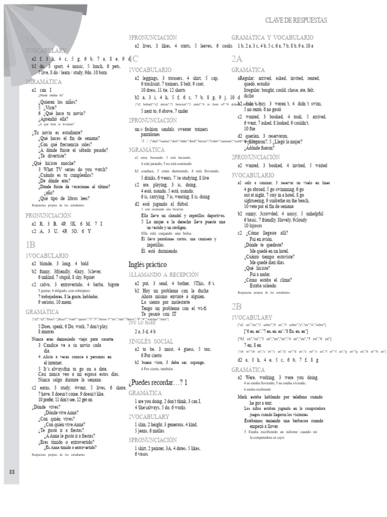 Archivo Inglés 4e Pre-Int WB Respuestas Clave L3 | PDF