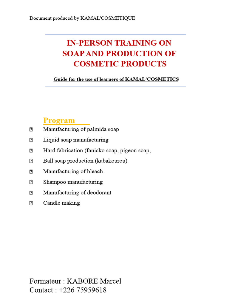 IN-PERSON TRAINING IN SOAP AND COSMETIC PRODUCT PRODUCTION (Corrected ...