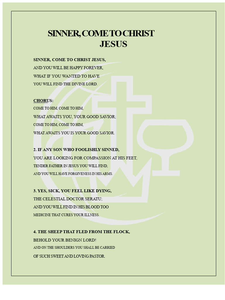 Sinner Come To Christ Jesus | PDF
