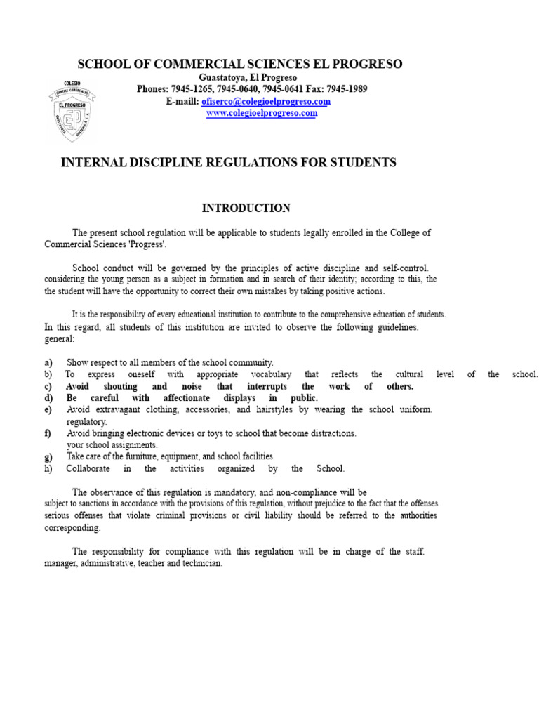 Internal Discipline Regulations For Students | PDF | Clothing | Blouse