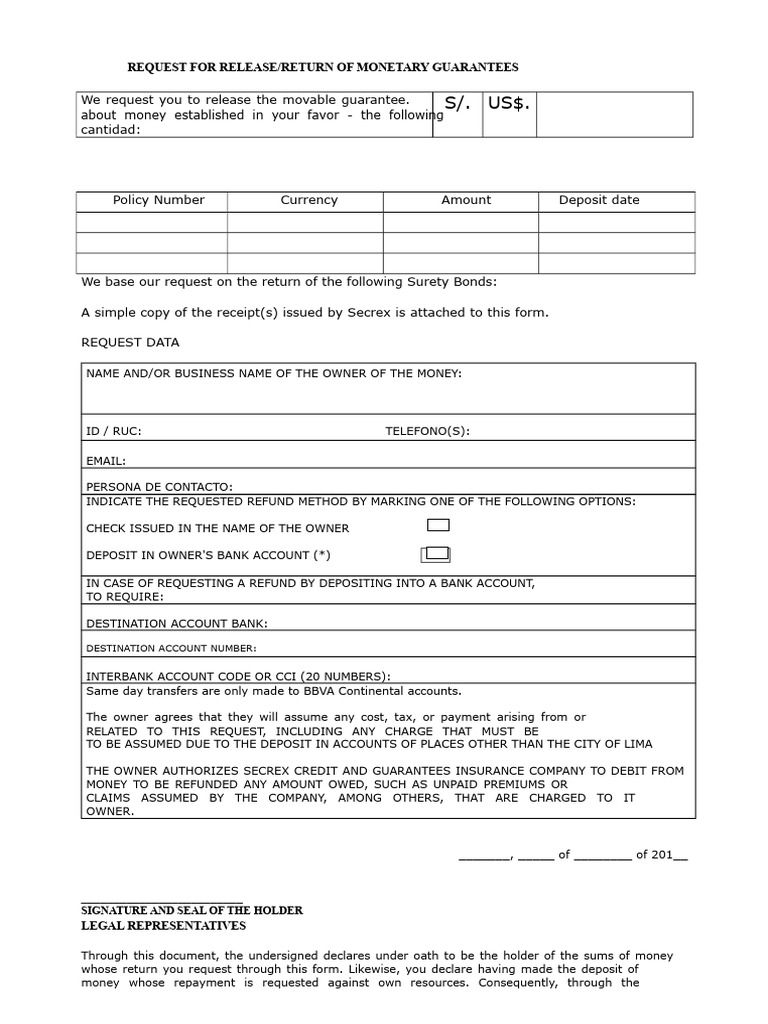 Mobiliary Guarantee Release Form - New | PDF