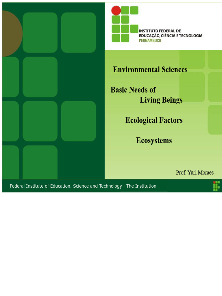 Environmental Science - 03 - Basic Needs of Living Beings - Ecological ...