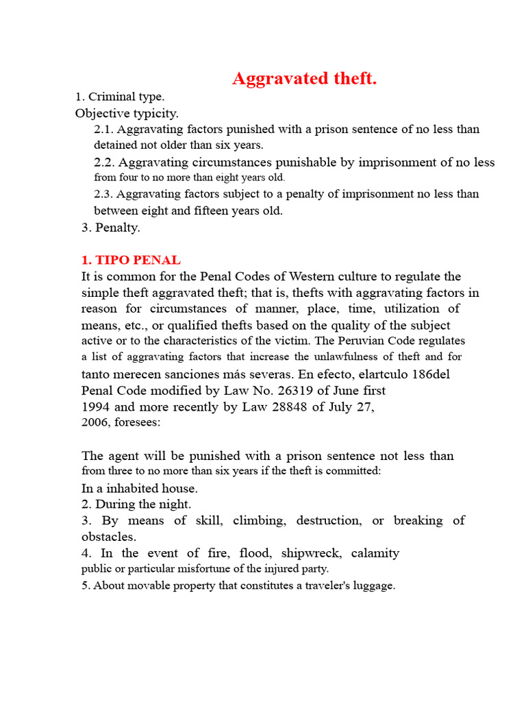 AGGRAVATED THEFT Art 186 | PDF | Crimes | Crime & Violence