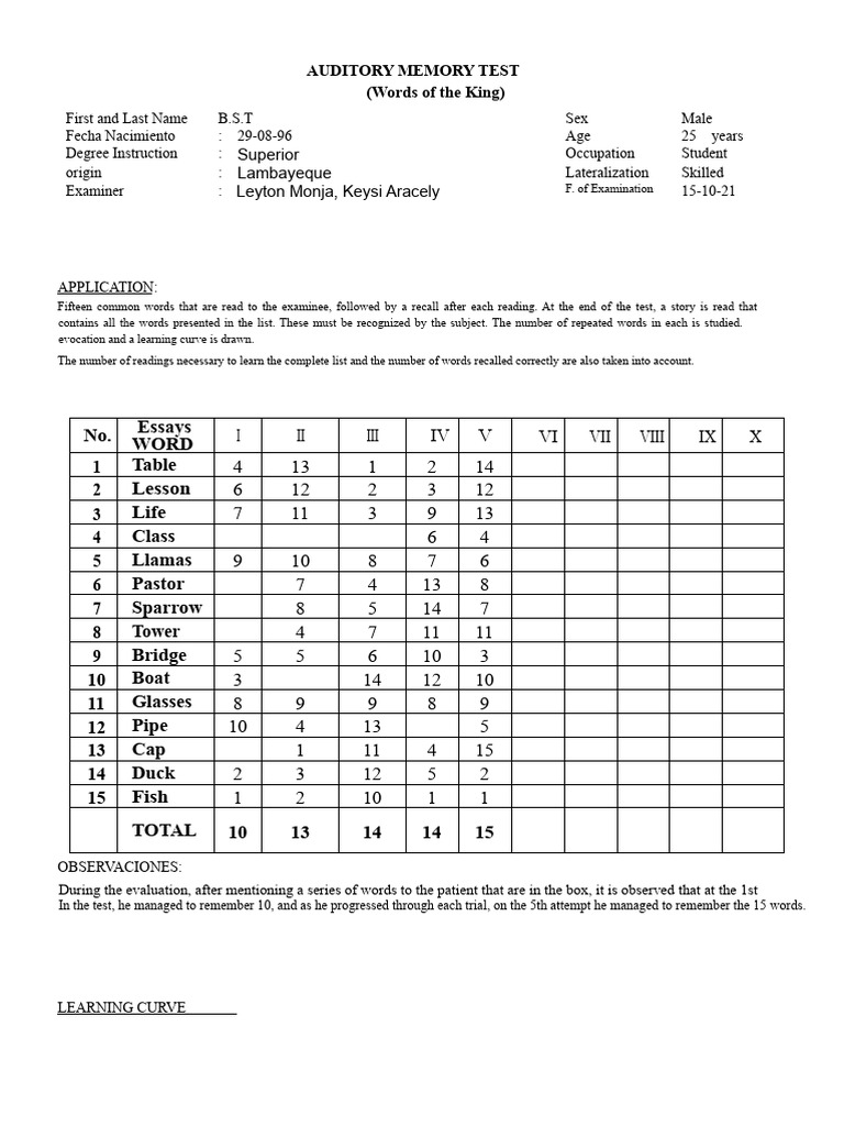 Protocol King Words v10 Test | PDF | Recall (Memory) | Memory