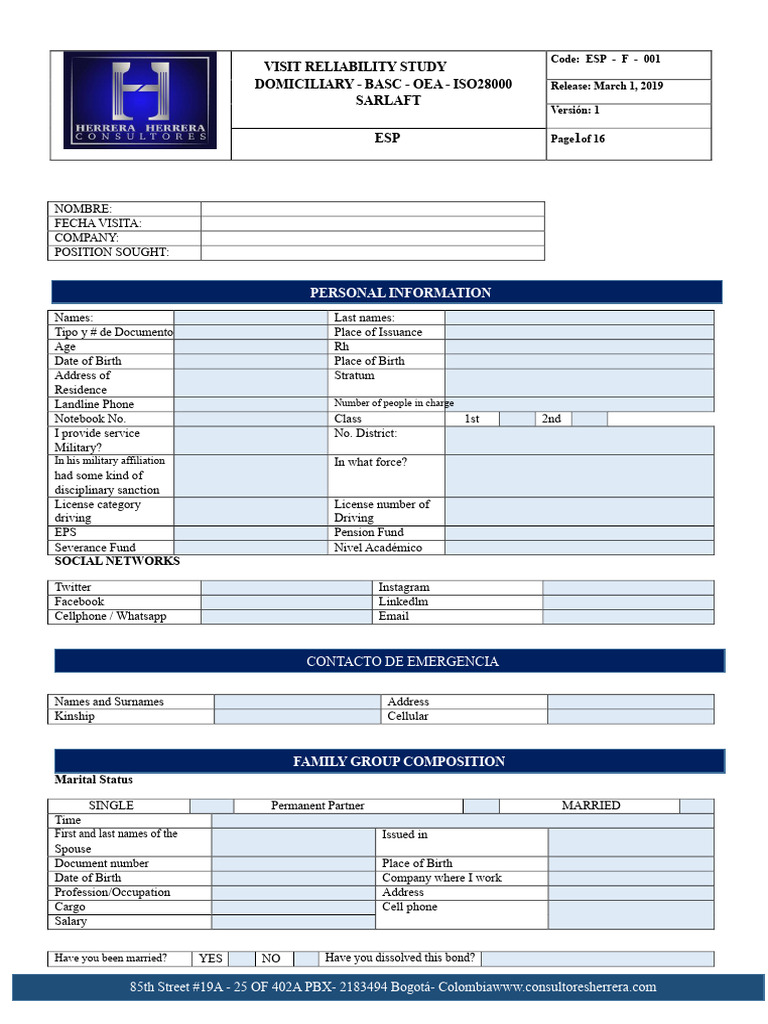 Home Visit Form For Consultants 1 | PDF | Identity Document