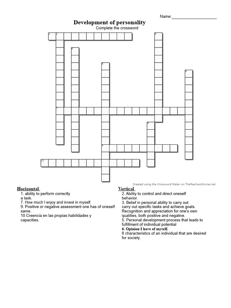 Crossword Personality Development | PDF