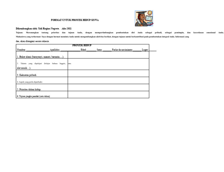 Format Proyek Kehidupan | PDF