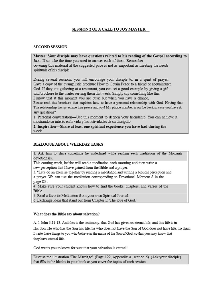 Session 2 of A Call To Joy Master | PDF | Jesus | Prayer