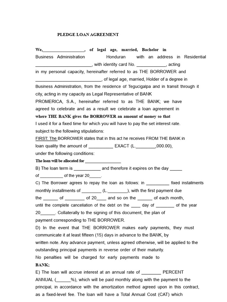 Pledge Loan Agreement | PDF | Loans | Interest