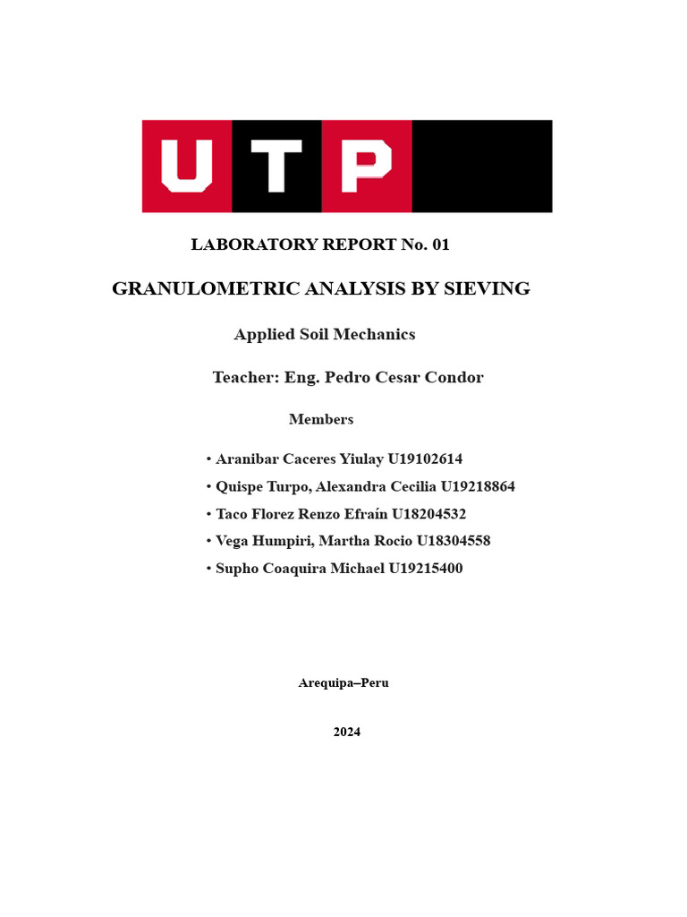Laboratory No. 01 - Granulometry by Sieving | PDF