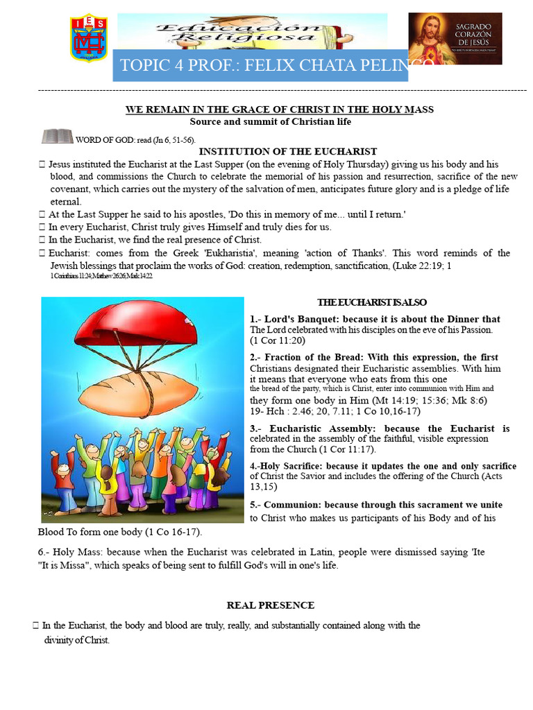 Worksheet 4 The Holy Mass | PDF | Eucharist | Mass (Liturgy)