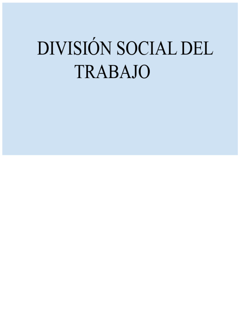 División Social Del Trabajo | PDF | Division de trabajo | Sociedad