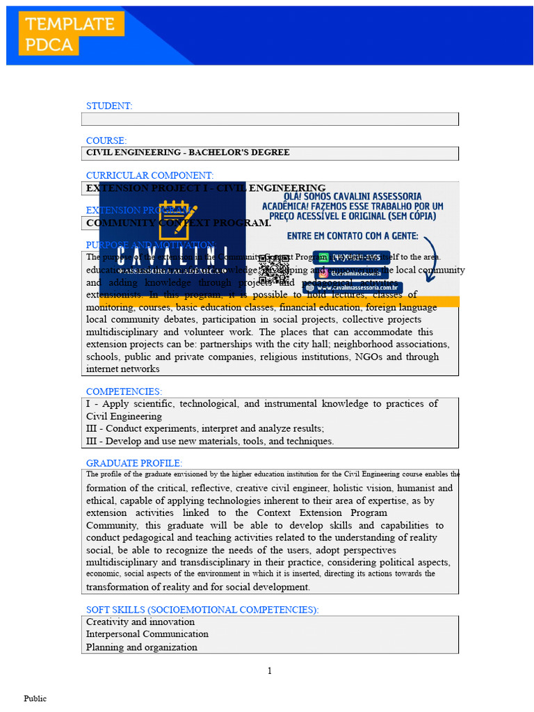 Extension Project I - Civil Engineering | PDF | Engineering | Knowledge