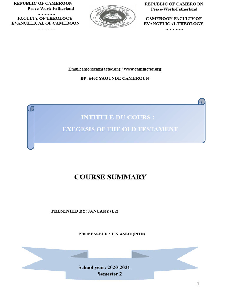 Exegesis Old Testament 1 | PDF | Bible | Exegesis