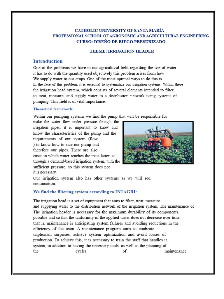Irrigation Head | PDF | Irrigation | Pump