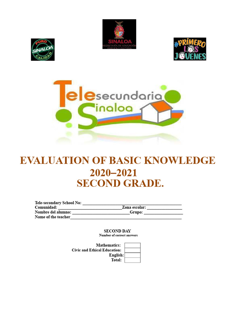 Third Trimester Exam Second Grade High School Second Day | PDF ...