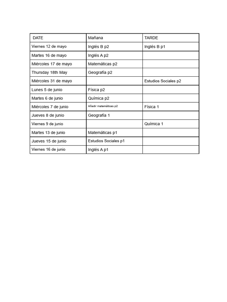 Horario CXC 2023 | PDF