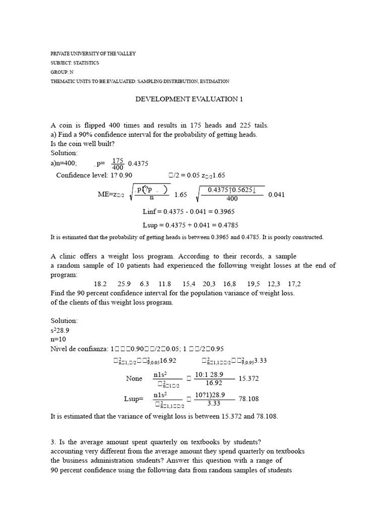 Development Evaluation 1 - 2nd P-Solution | PDF | Confidence Interval ...