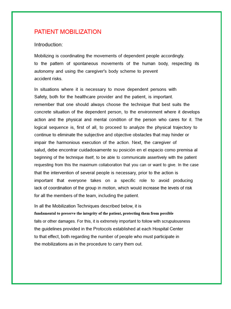 Patient Mobilization | PDF | Chair | Wheelchair