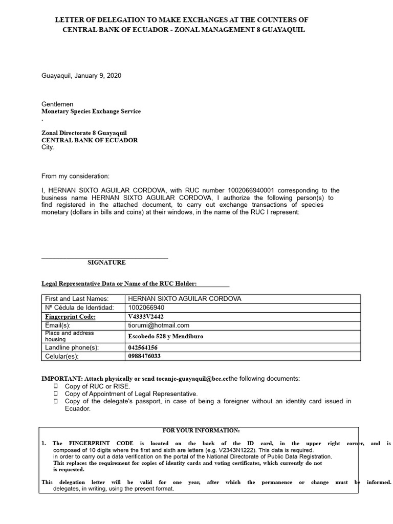 Delegation Form Exchange UZEMG | PDF