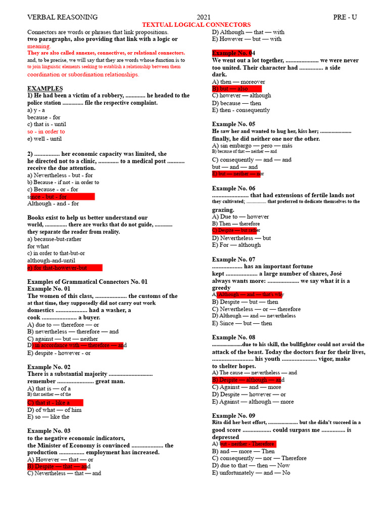 Logical Textual Connectors 01 | PDF
