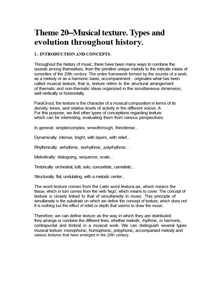 Theme 20 - Musical Texture. Types and Evolution Throughout History ...