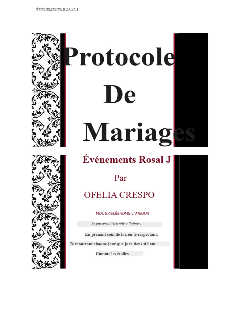 Protocole de Mariage Événements Rosal J | PDF | Mariage | Fiançailles