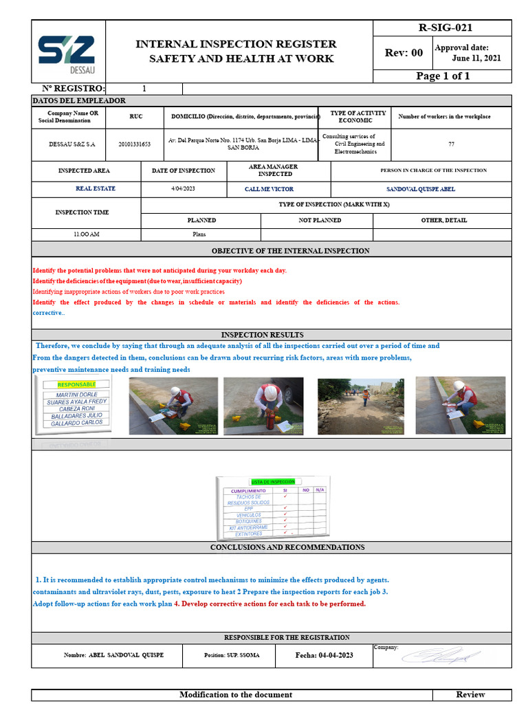 Internal SST Inspections PDF | PDF | Occupational Safety And Health ...