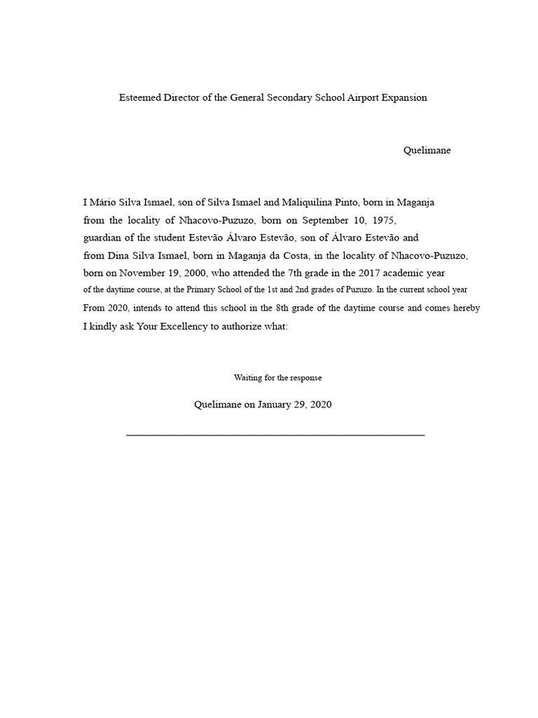 Dear Director of The General Secondary School Airport Expansion | PDF