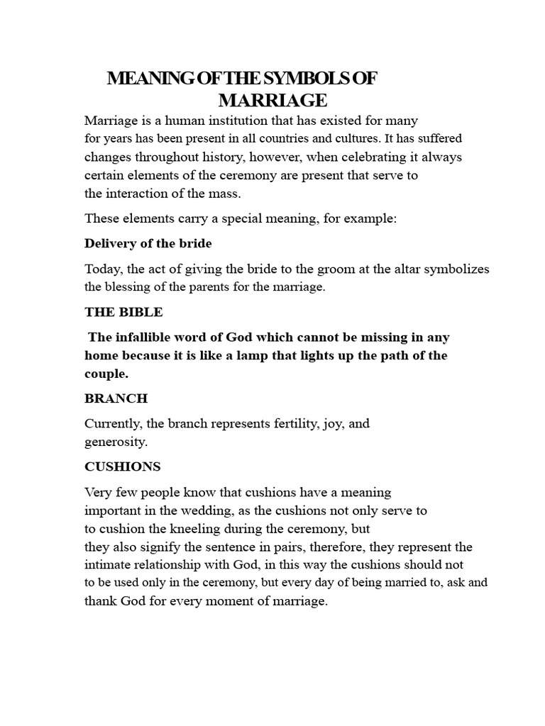 Meaning of Marriage Symbols | PDF