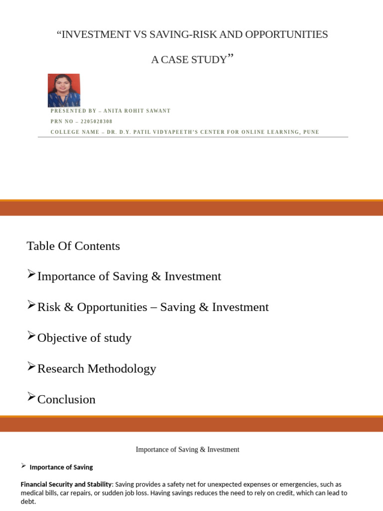Investment vs Saving: Risks & Opportunities | PDF | Investing | Wealth